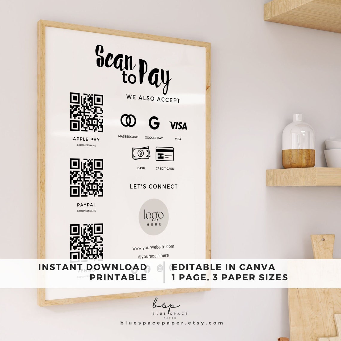 Craft Show Payment Sign, Vendor Display Stand, Custom Payment Sign, QR ...