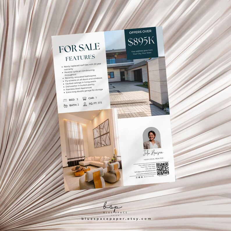 Real Estate Flyer With QR Code, for Sale Flyer Real Estate, Open House ...