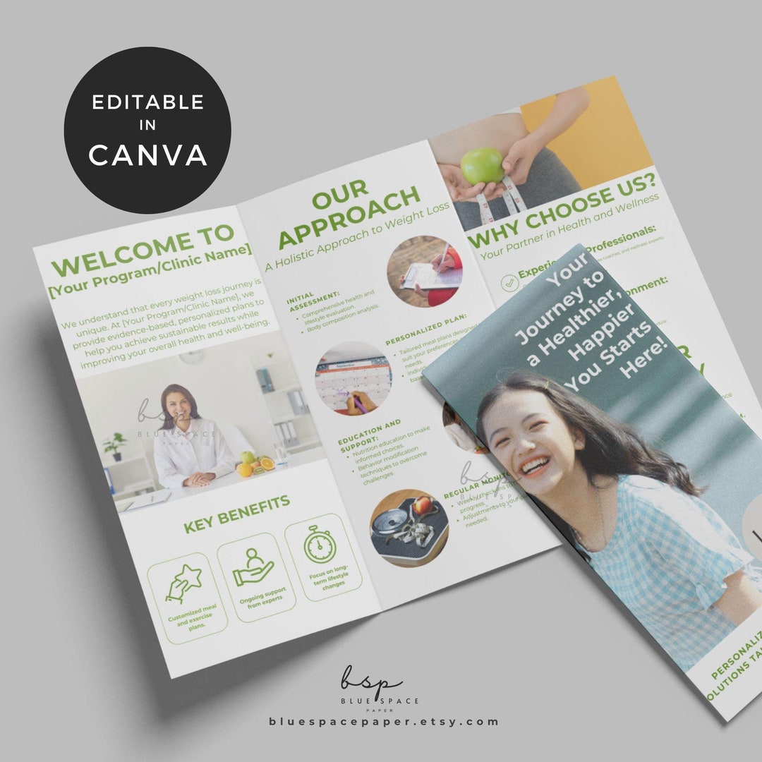 Weight Loss Brochure, Wellness Flyer, Trifold Pamphlet Template ...
