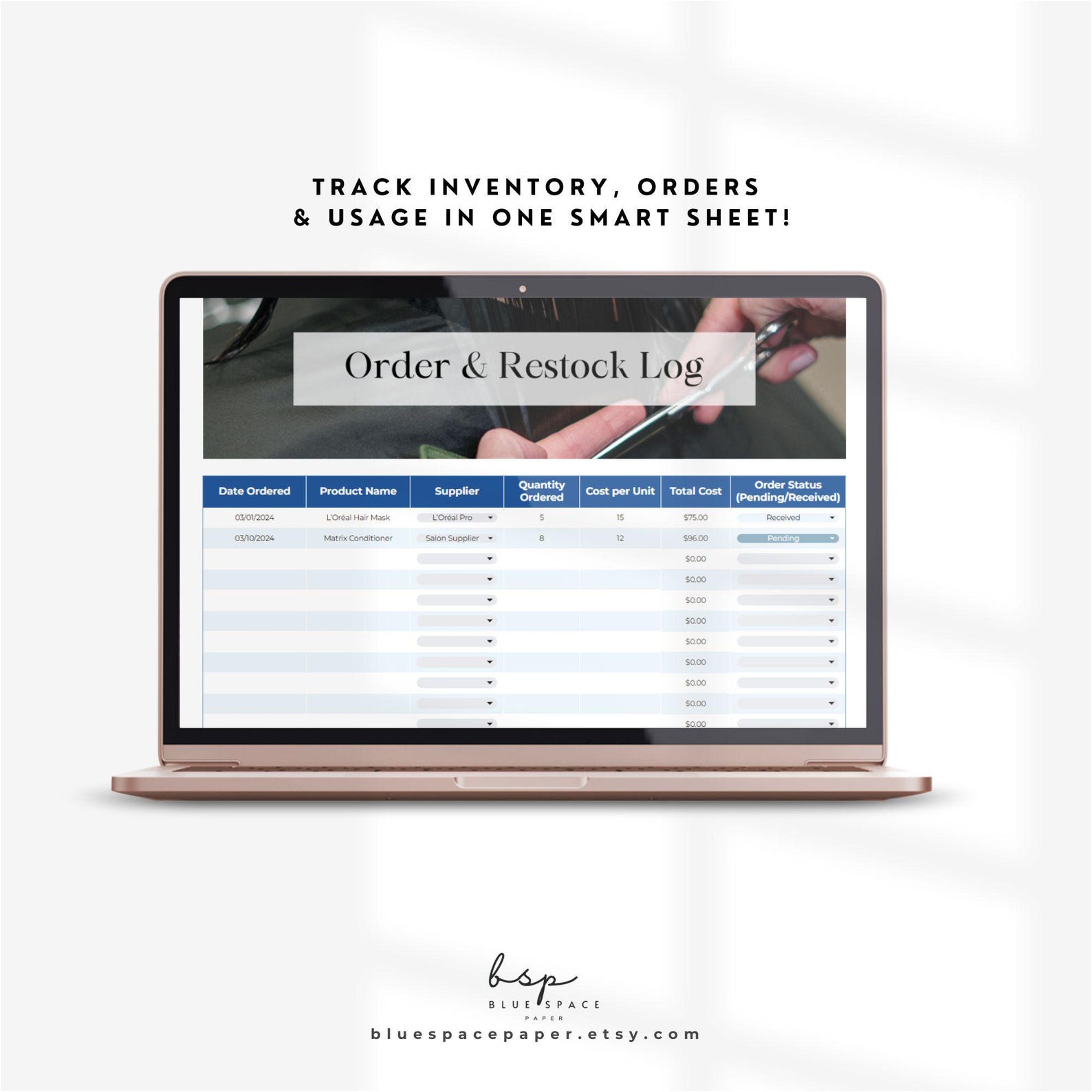 Salon Inventory Tracker, Beauty Business Bookkeeping Google Sheets ...