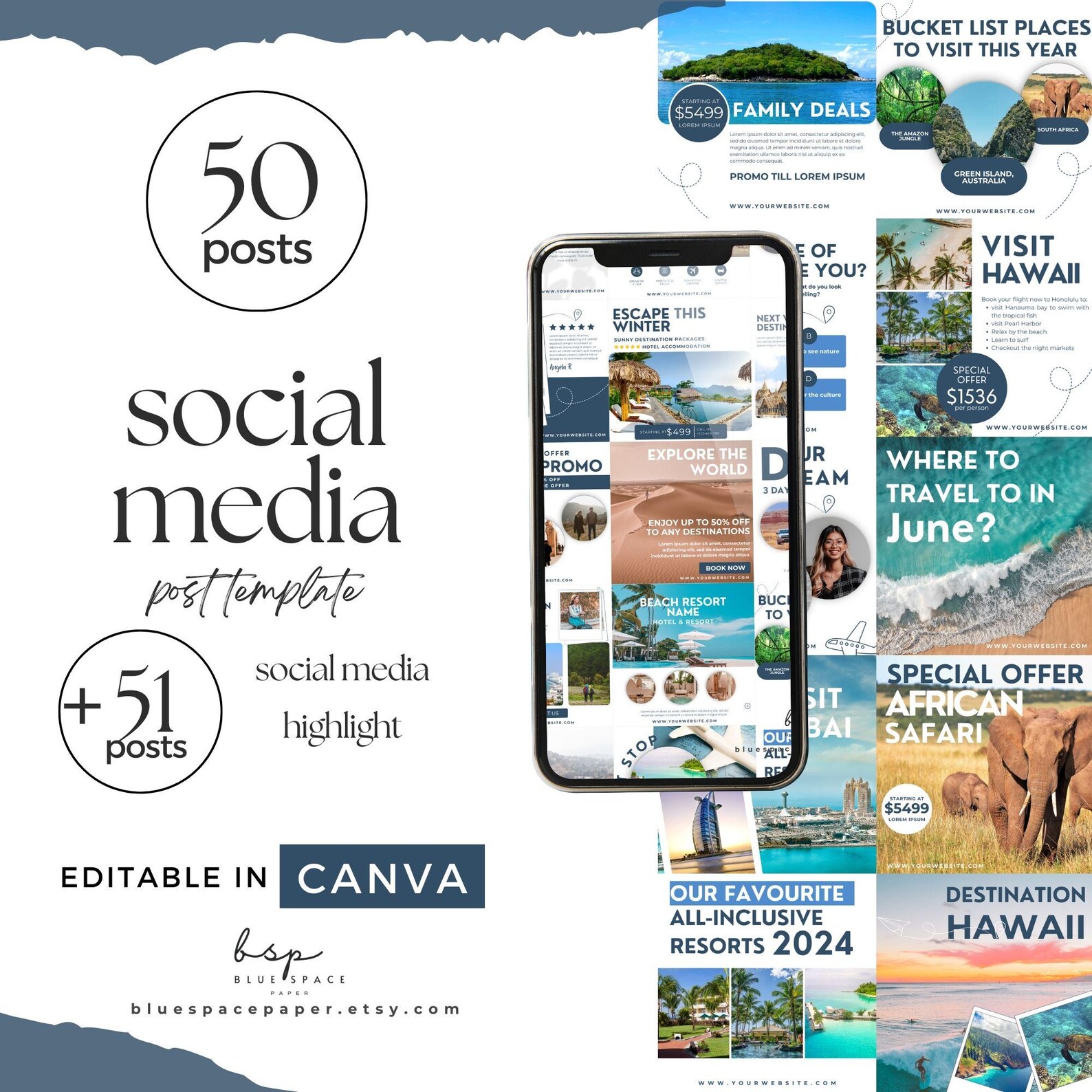 Travel Agent Social Media Branding, Travel Agency Instagram Template ...