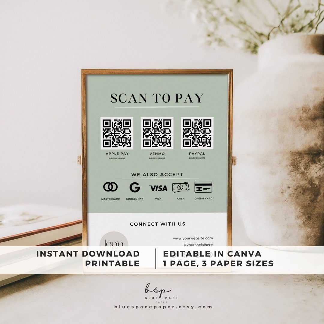 Market Payment Sign, Scan to Pay Template Sign, QR Code Pay Here ...