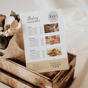 Bakery Price Template, Bakery Menu Template, Bakery Price List Canva ...