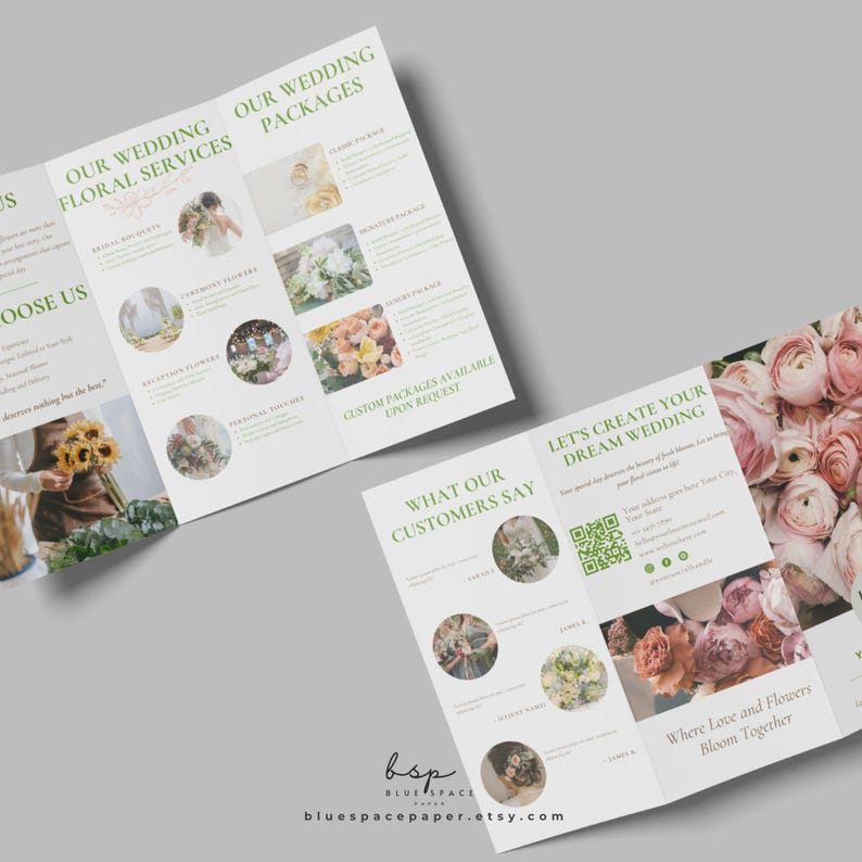 Wedding Flower Brochure, Wedding Florist Brochure, Florist Flyer Canva ...