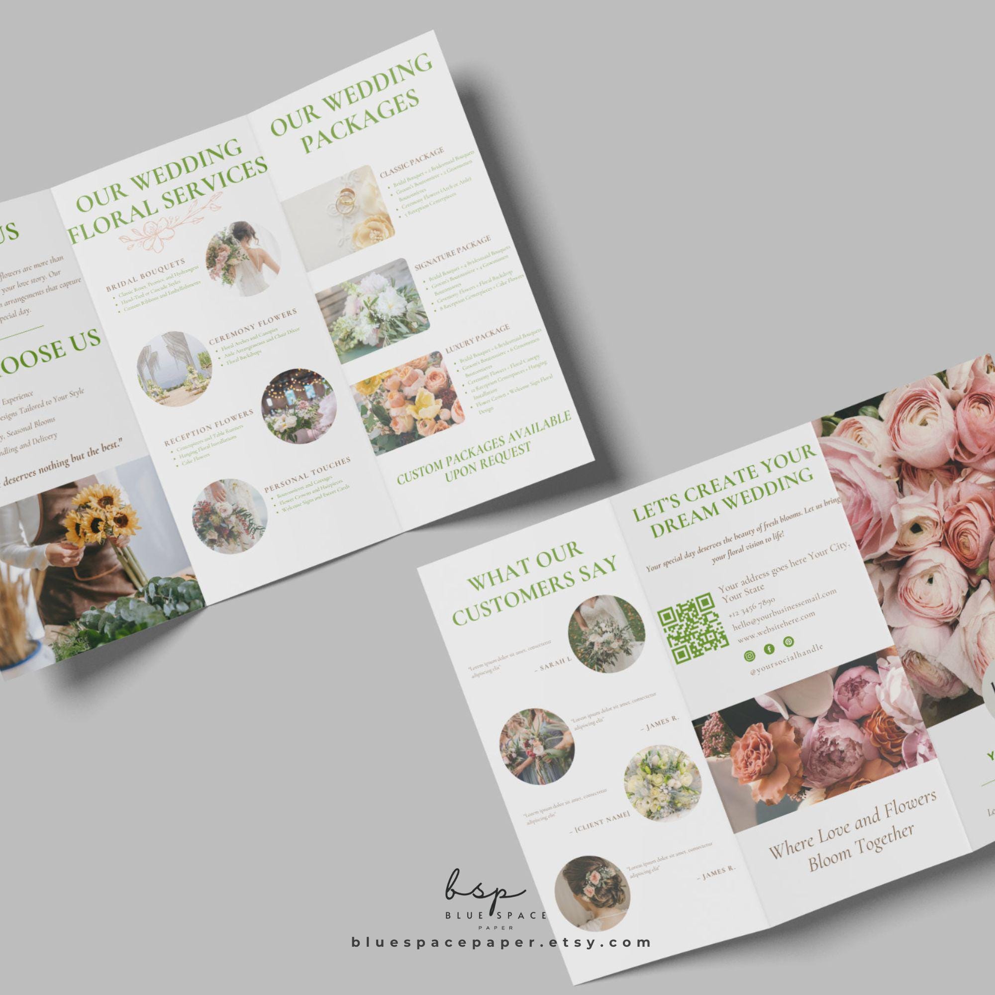 Wedding Flower Brochure, Wedding Florist Brochure, Florist Flyer Canva ...