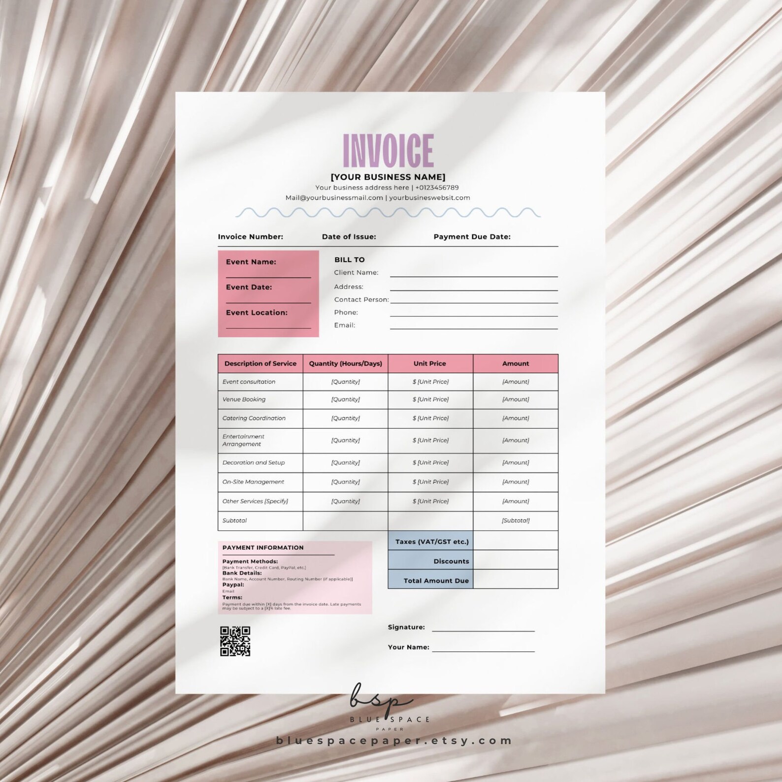 Event Planner Invoice Template, Event Planning Template, Editable ...