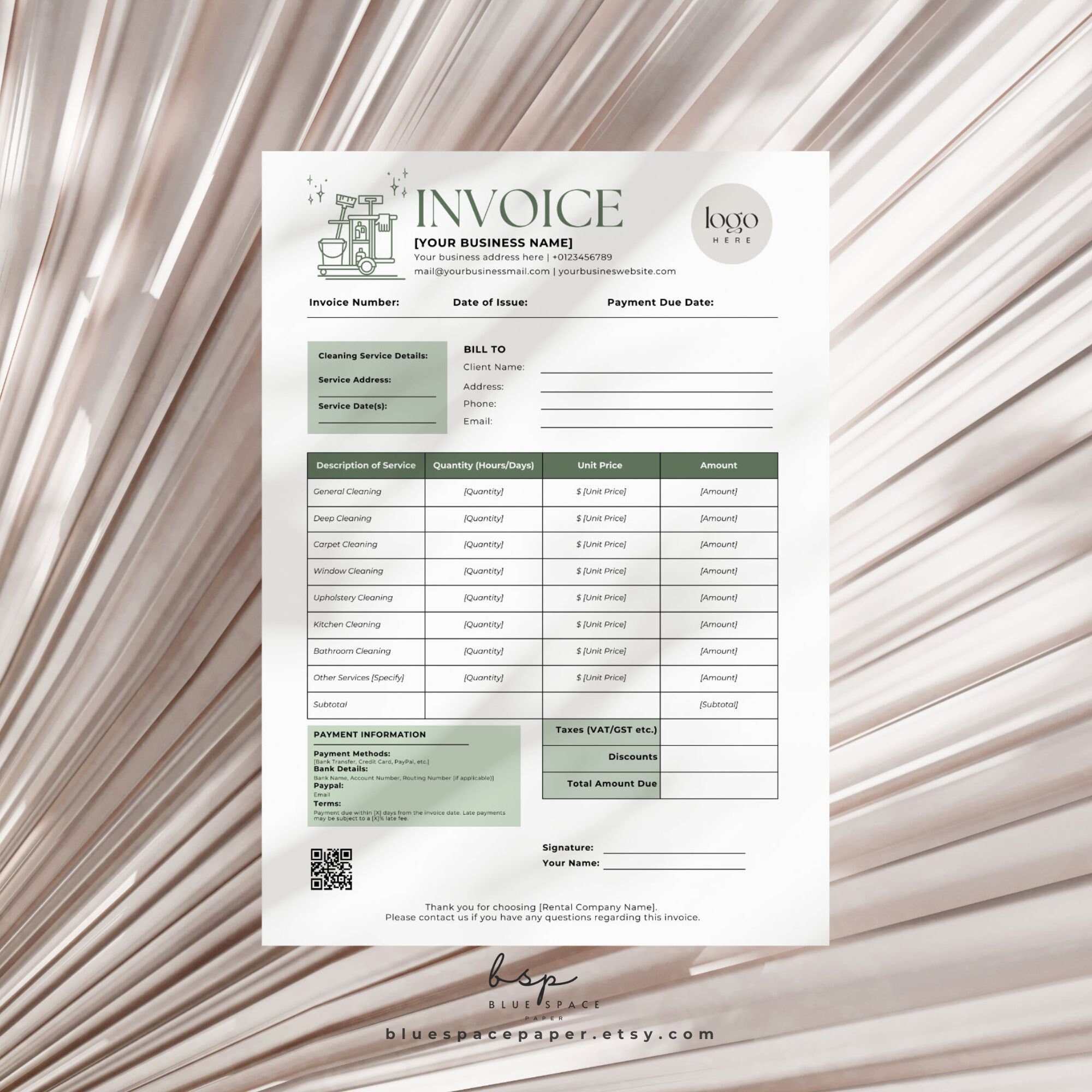 House Cleaning Invoice, Commercial Cleaning Invoice Template, Cleaning ...