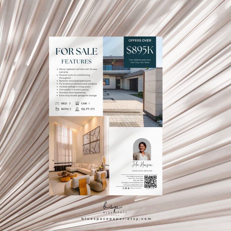 Real Estate Flyer With QR Code, for Sale Flyer Real Estate, Open House ...