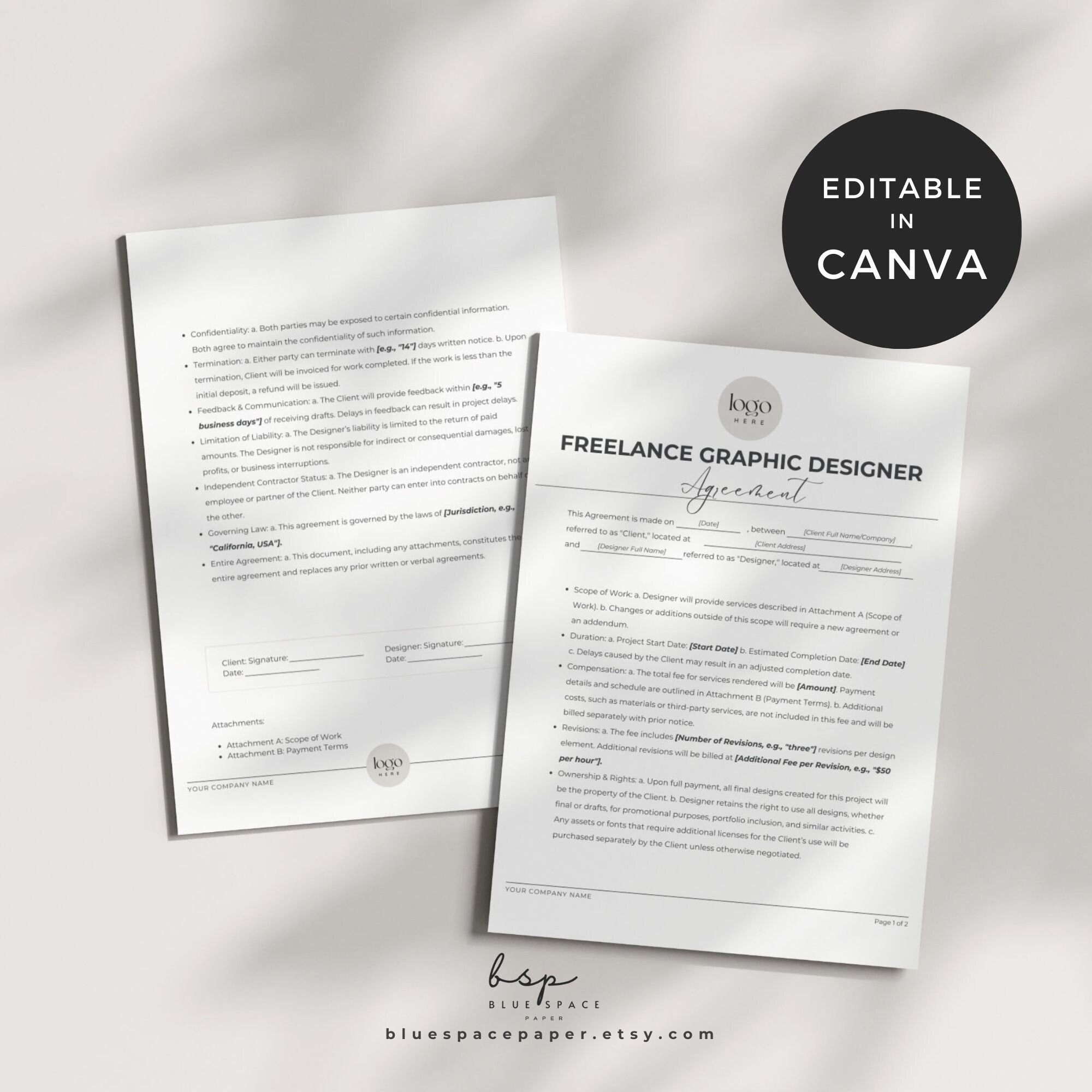 Graphic Design Contract Template, Freelance Graphic Designer Agreement ...