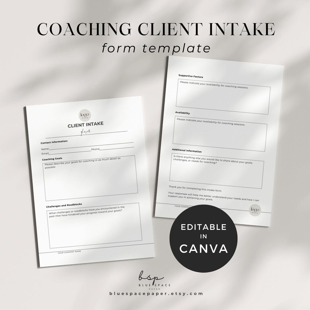 Life Coach Intake Session Form, Client Intake Form, Client Welcome Pack ...