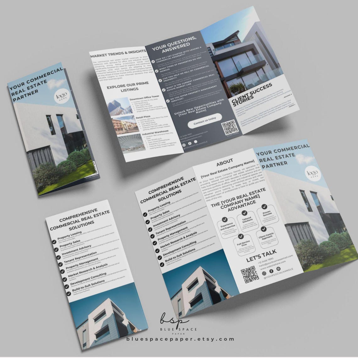 Commercial Real Estate Brochure Template, Property Brochure, Trifold ...