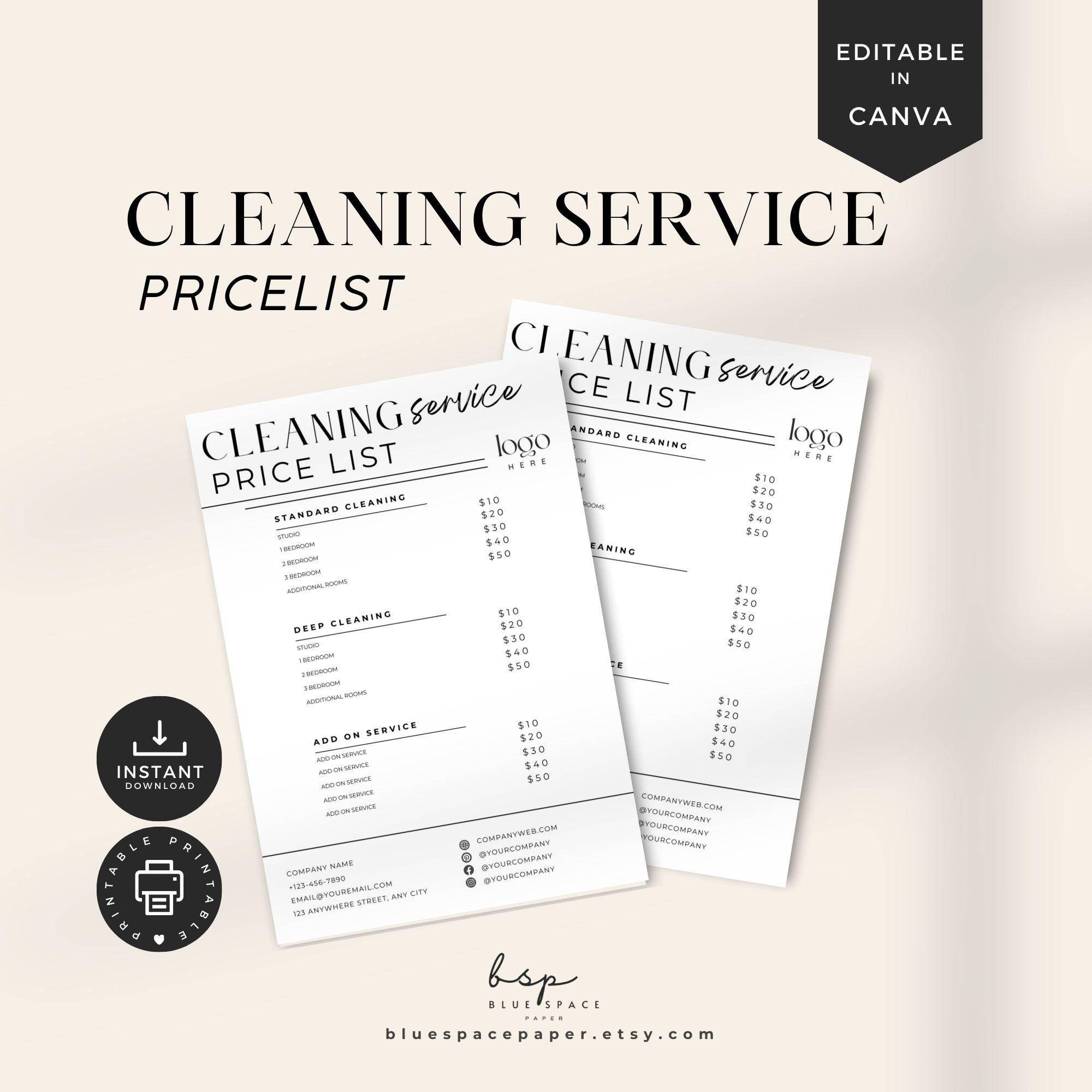 Cleaning Service Price List, House Cleaning Template, Commercial Cleaning Business, Professional ...