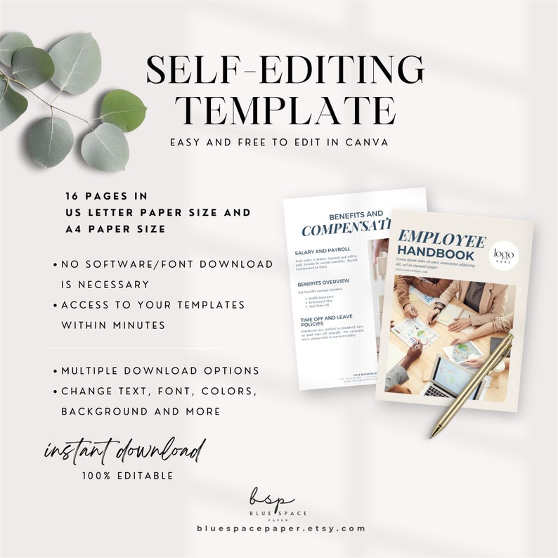 Employee Training Manual in Canva, Employee Handbook Template, Employee ...