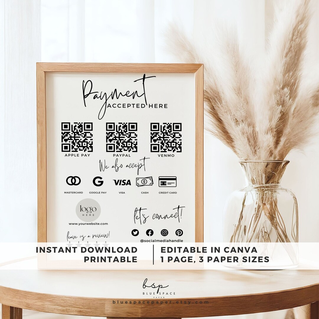 QR Code Sign for Jewelry, Craft Show Payment Sign, Vendor Display Stand ...