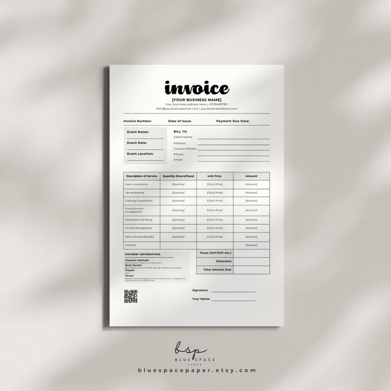 Event Planner Invoice, Event Planning Document, Event Decor Contract ...