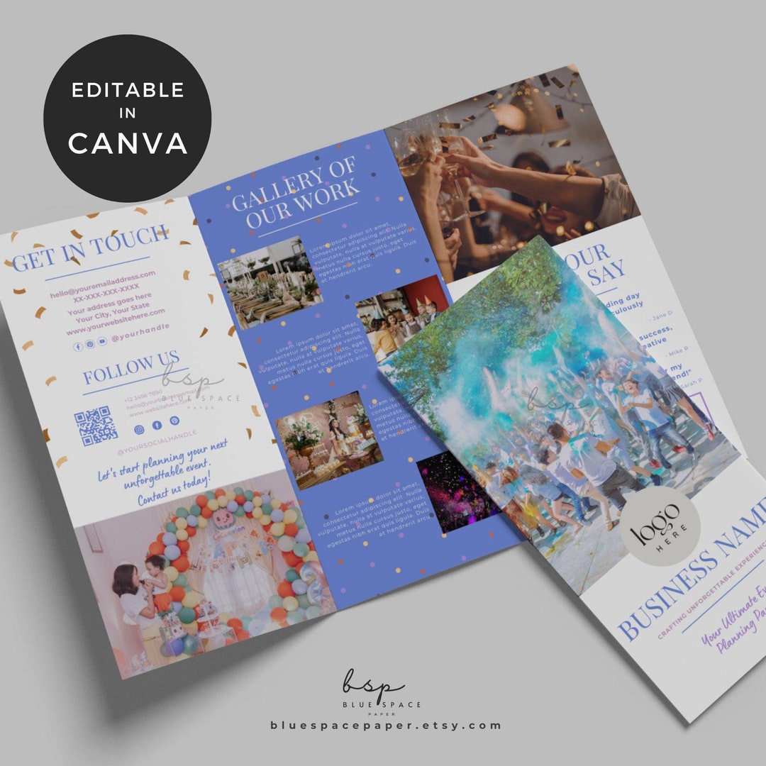 Event Planner Brochure, DIY Flyer Template, Trifold Pamphlet Template ...