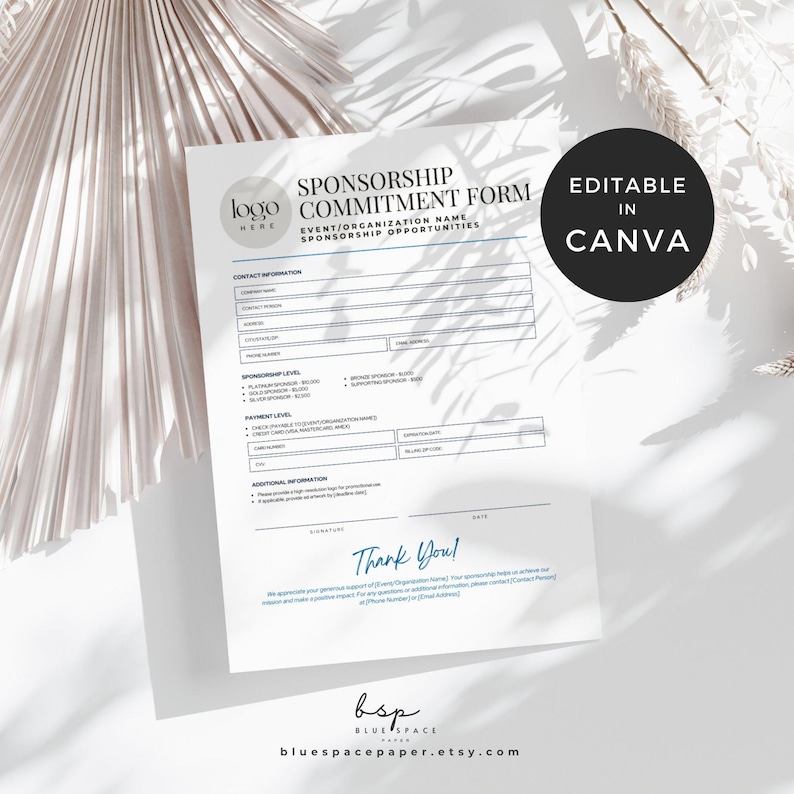 Sponsorship Levels Form, Donation Template, Sponsorship Package ...