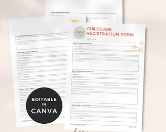 Daycare Enrollment Form, Editable Childcare Registration Form, Childcare Business Registration ...
