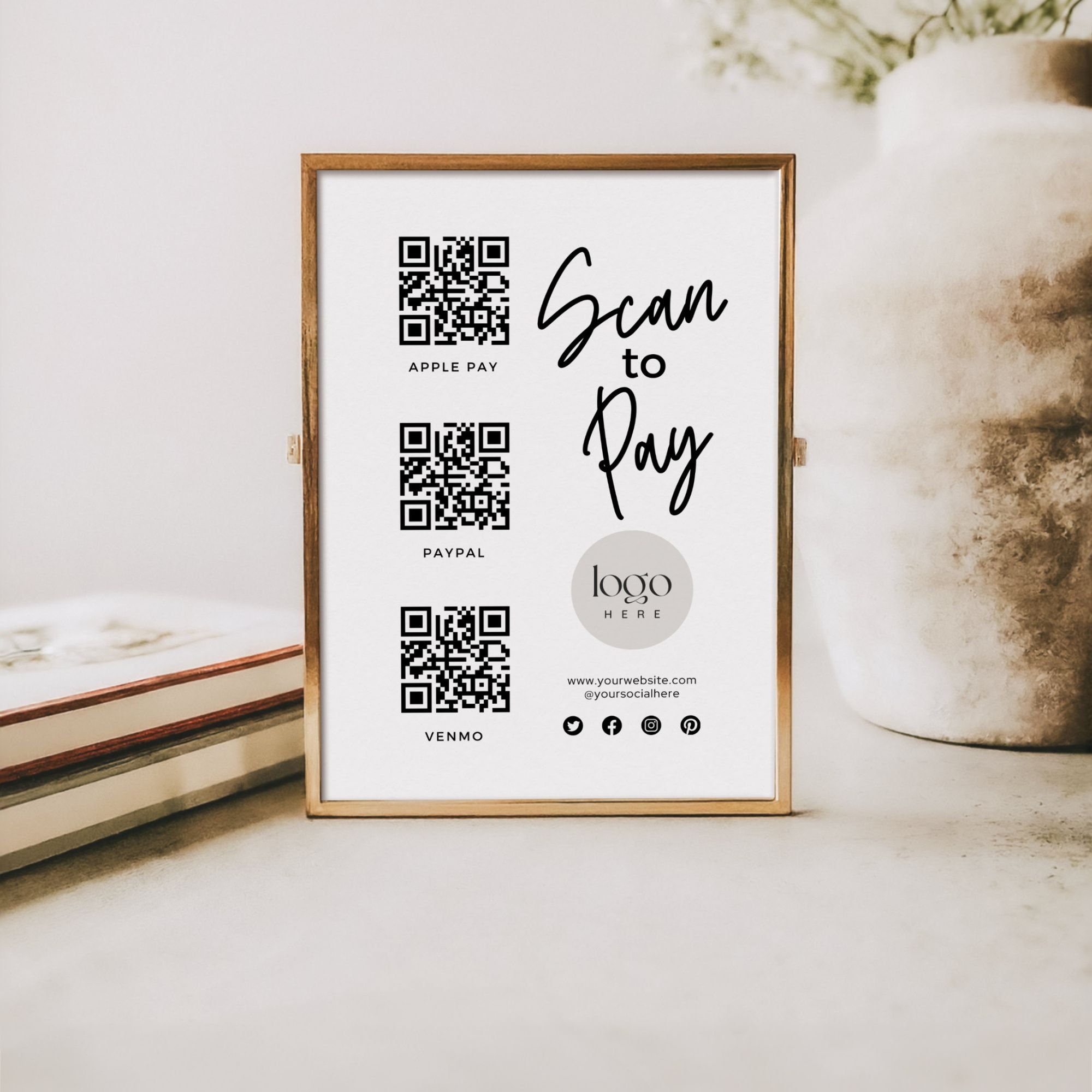 Market Payment Sign, Printable QR Code Sign Business With Logo, Craft ...