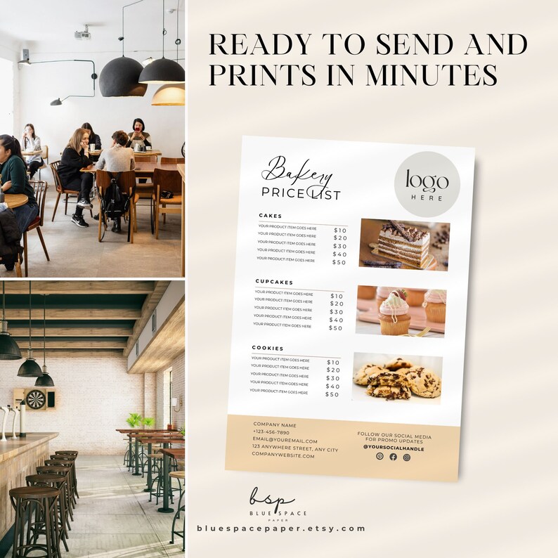 Bakery Price Template, Bakery Menu Template, Bakery Price List Canva ...