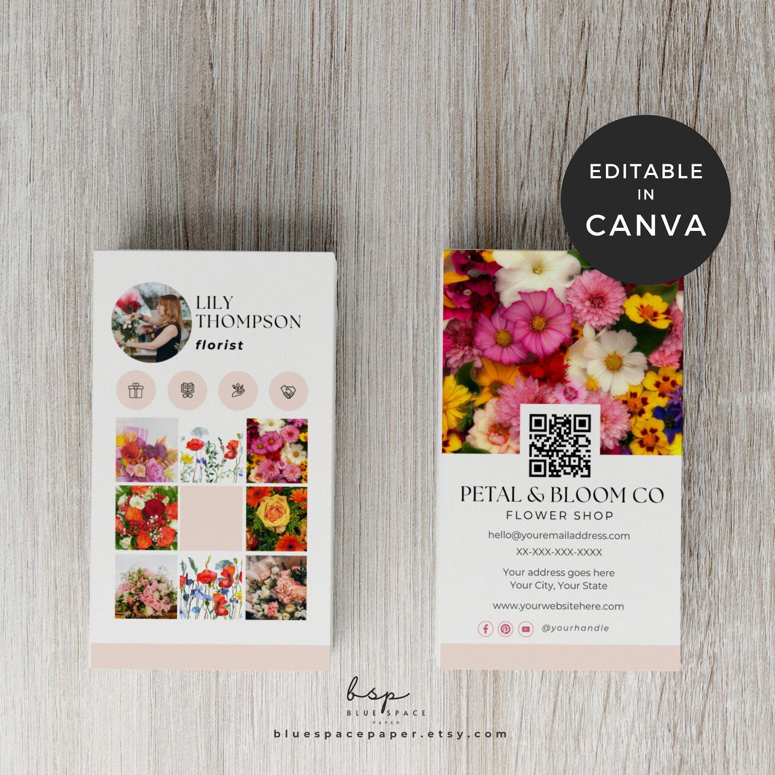 IG Business Card Florist, DIY Flower Business Cards, Florist Instagram ...