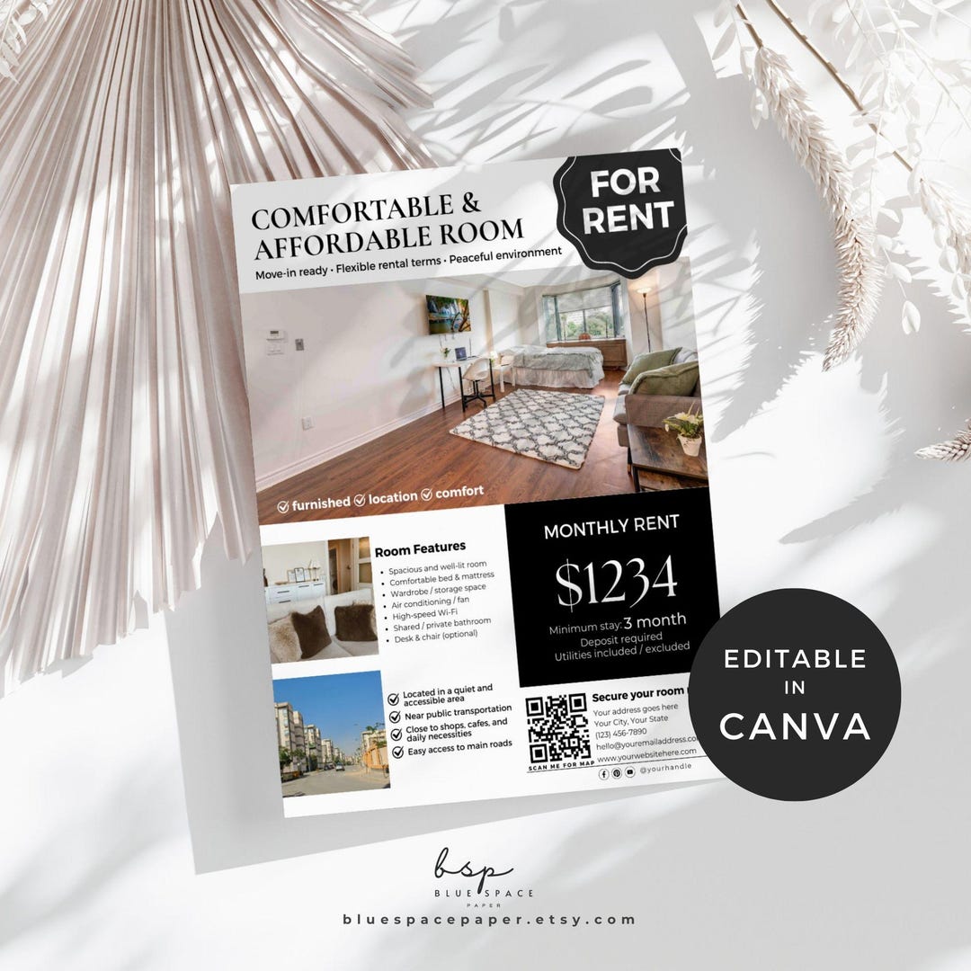 Room Rental Flyer, Shared Housing Marketing Flyer, Group Home Business ...