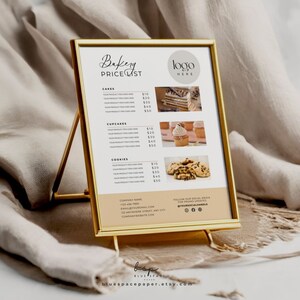 Bakery Price Template, Bakery Menu Template, Bakery Price List Canva ...