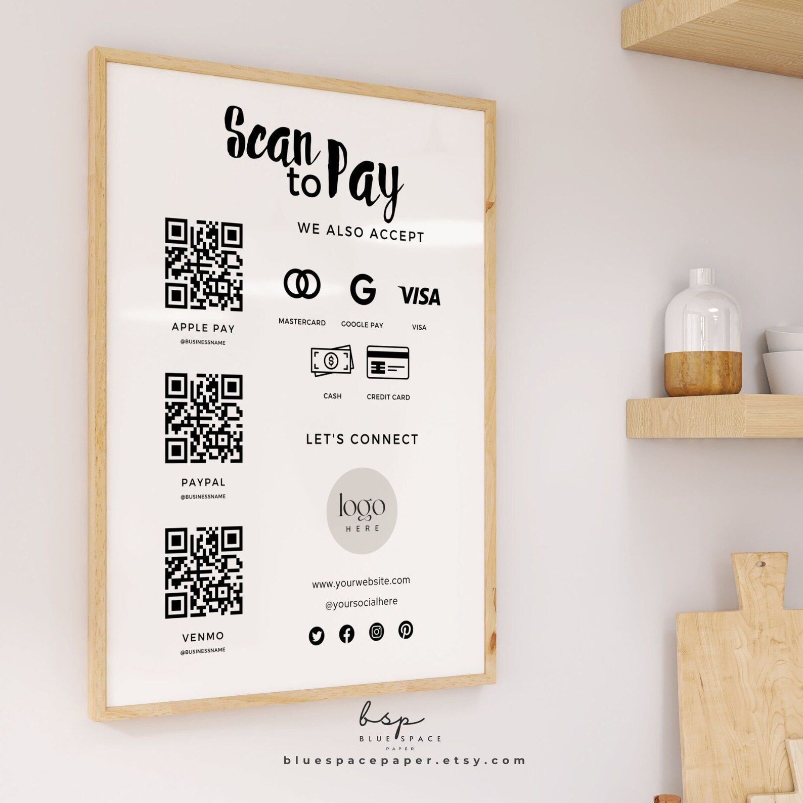 Craft Show Payment Sign, Vendor Display Stand, Custom Payment Sign, QR ...