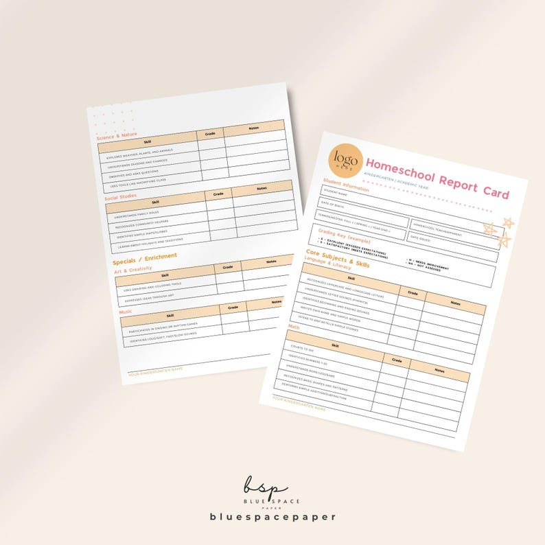 Homeschool Report Card Kindergarten, Toddler Report Template Canva ...