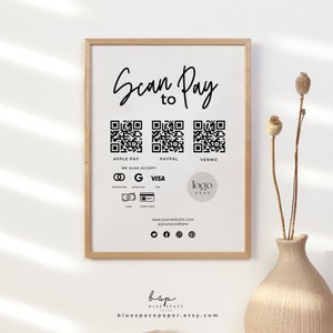 Forms of Payment Sign, Market Payment Sign, Scan to Pay Template, 3 QR ...