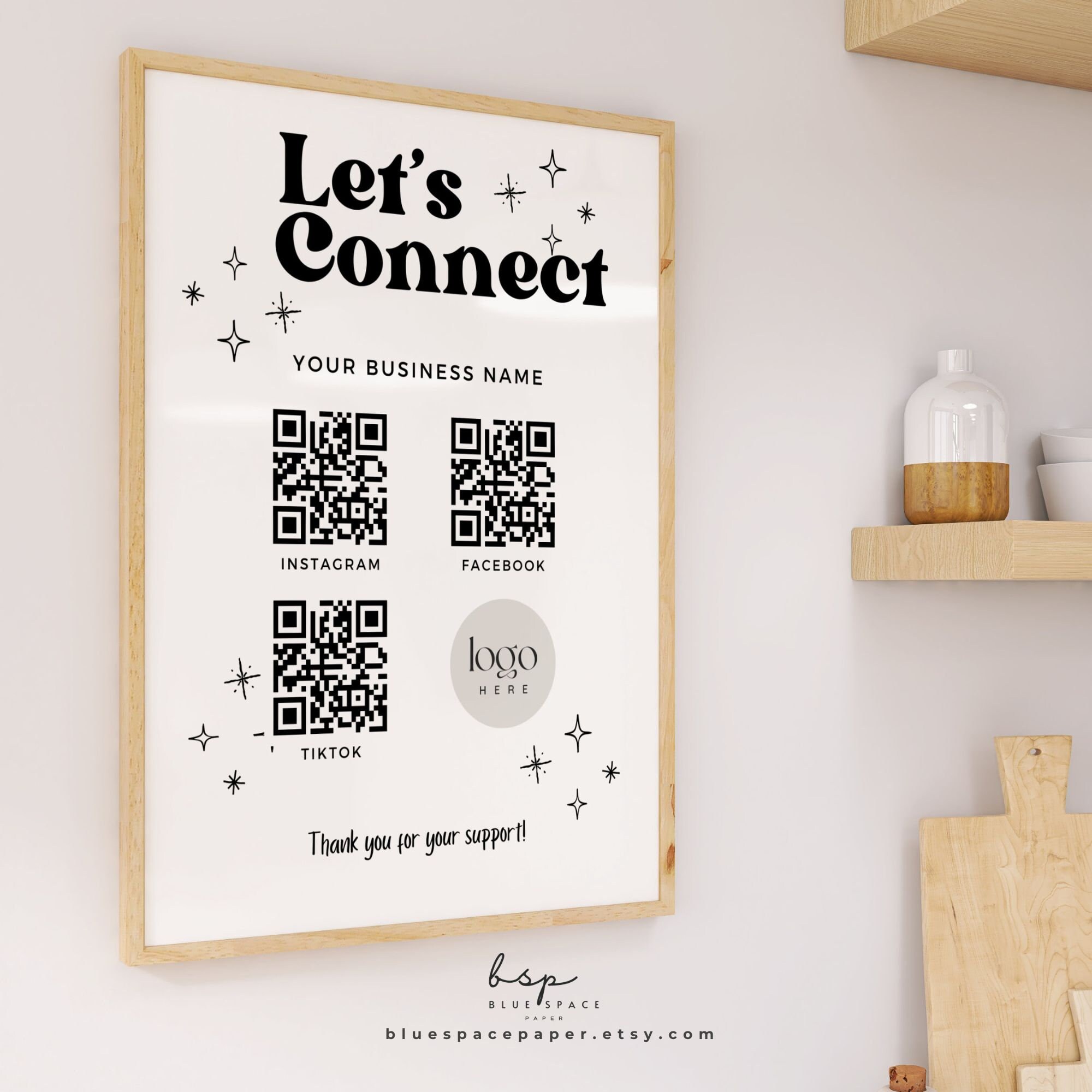 Follow Us on Social Sign QR Code, Social Media QR Code Sign Business ...