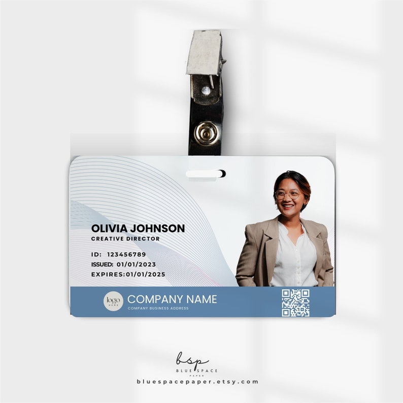 ID Card Template Canva, Editable ID Badge, Corporate Identity Template ...