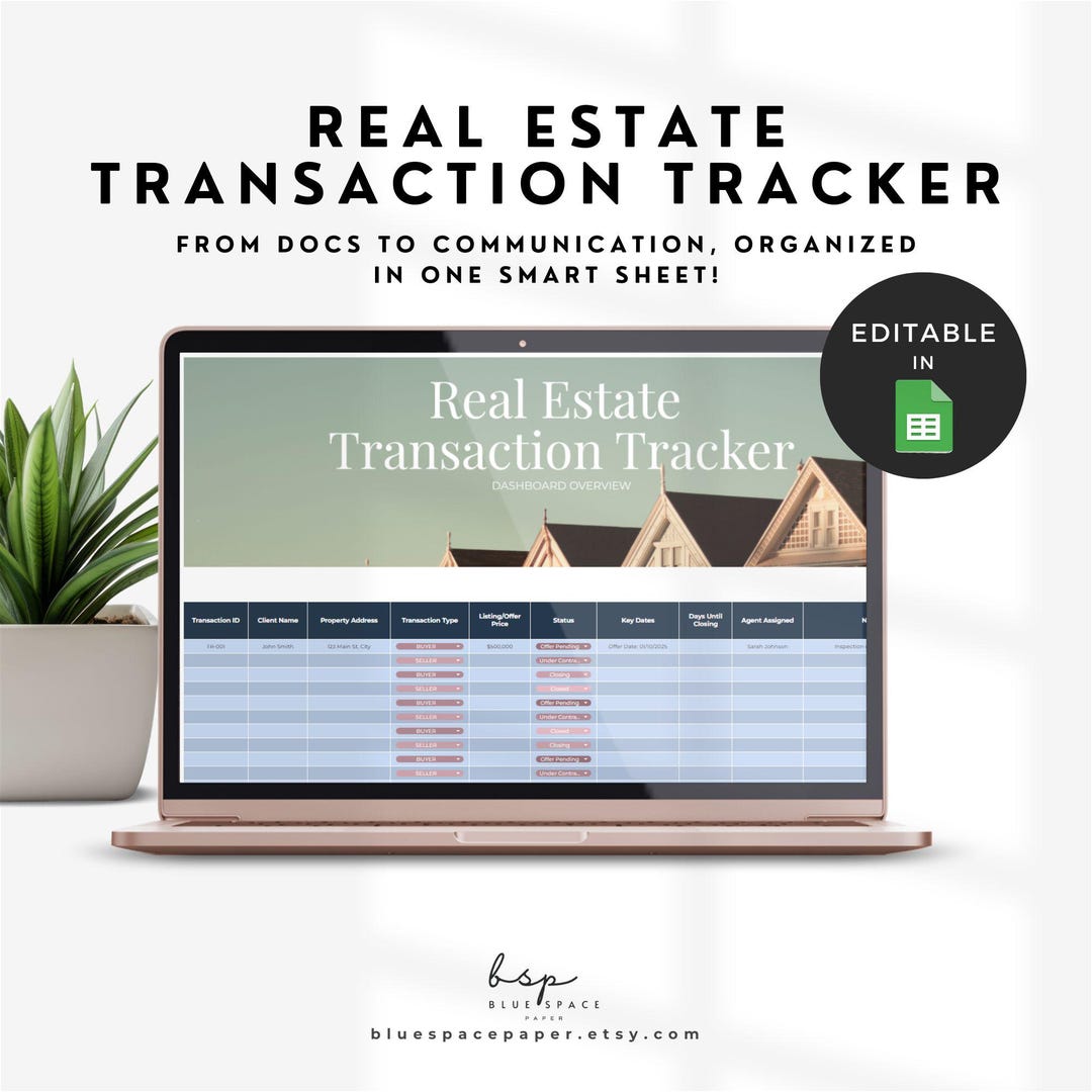 Real Estate Transaction Tracker Google, Property Agent Spreadsheet ...