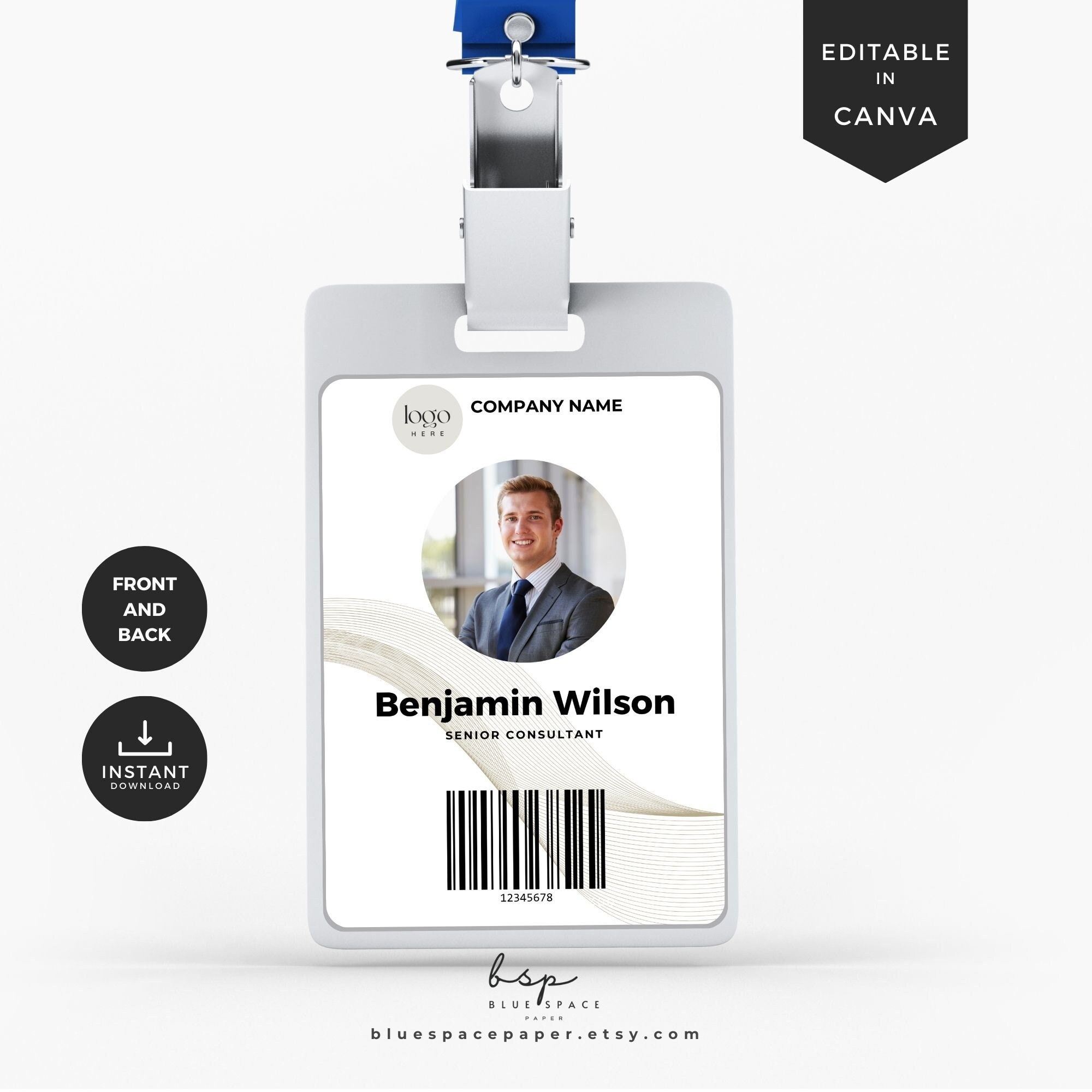 ID Card Template Canva, Corporate Identity Template, Editable ID Card ...