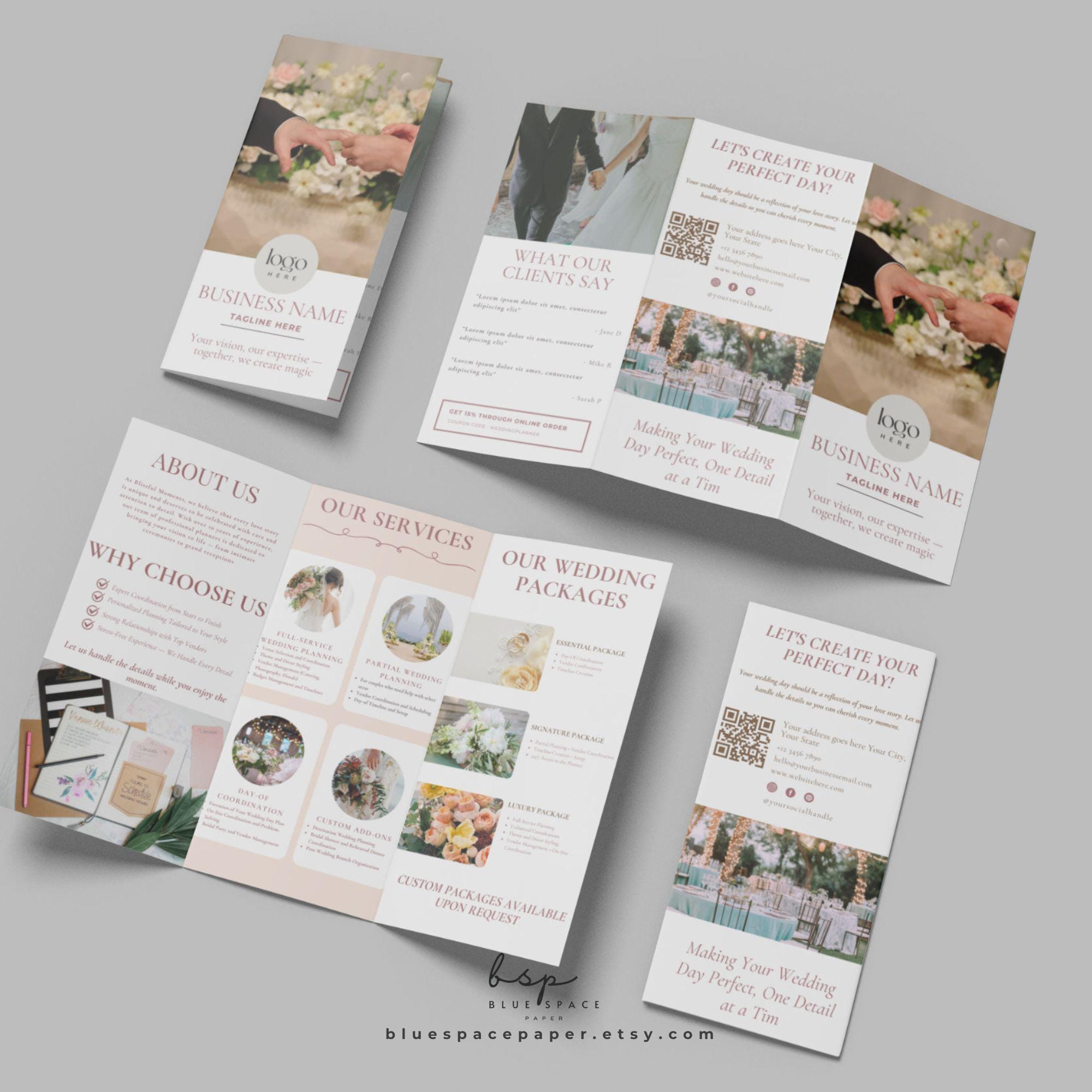 Wedding Planner Brochure Template, Event Planner Flyer Canva, Event ...