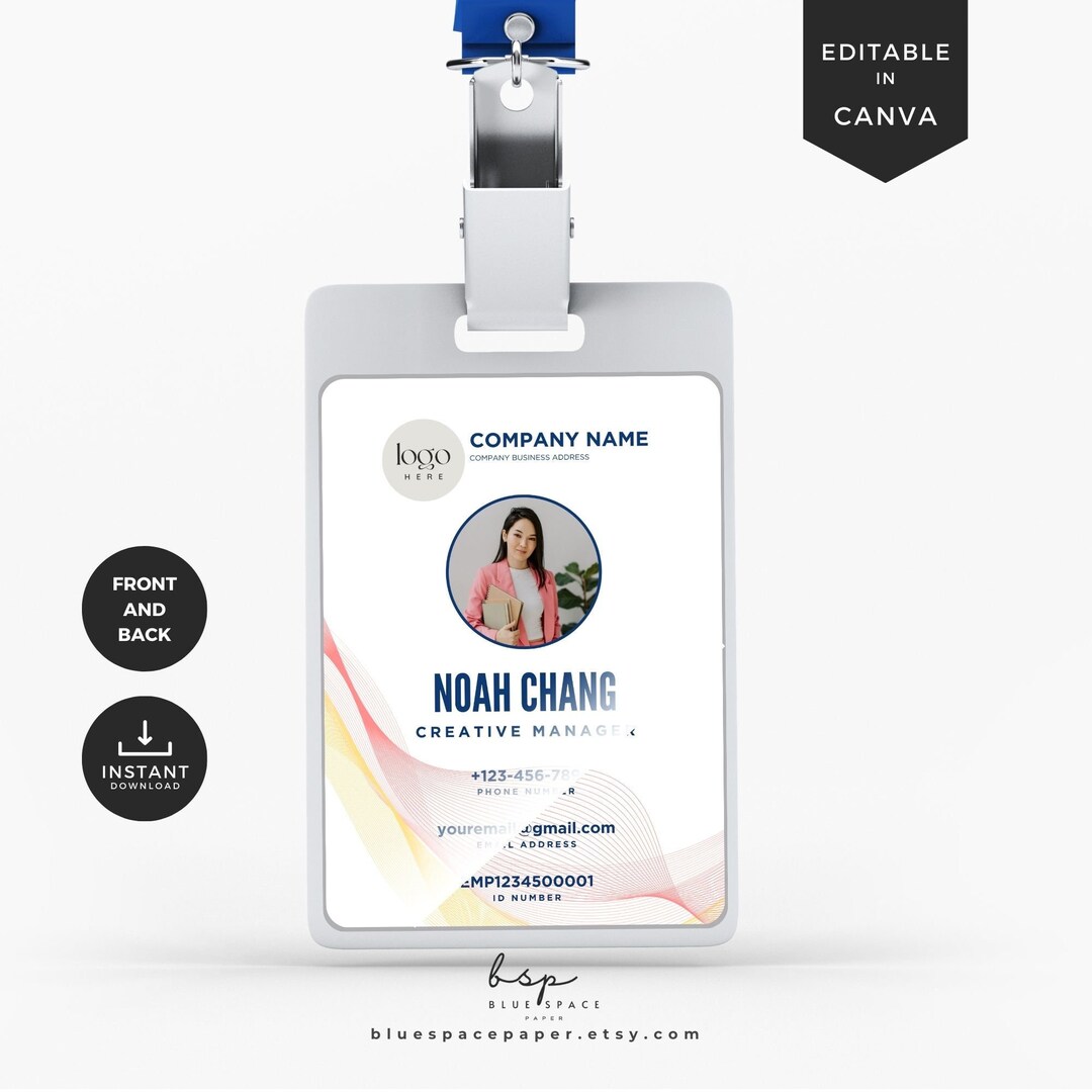 ID Card Template Canva, Editable ID Badge, Customize ID Card, Teacher ...