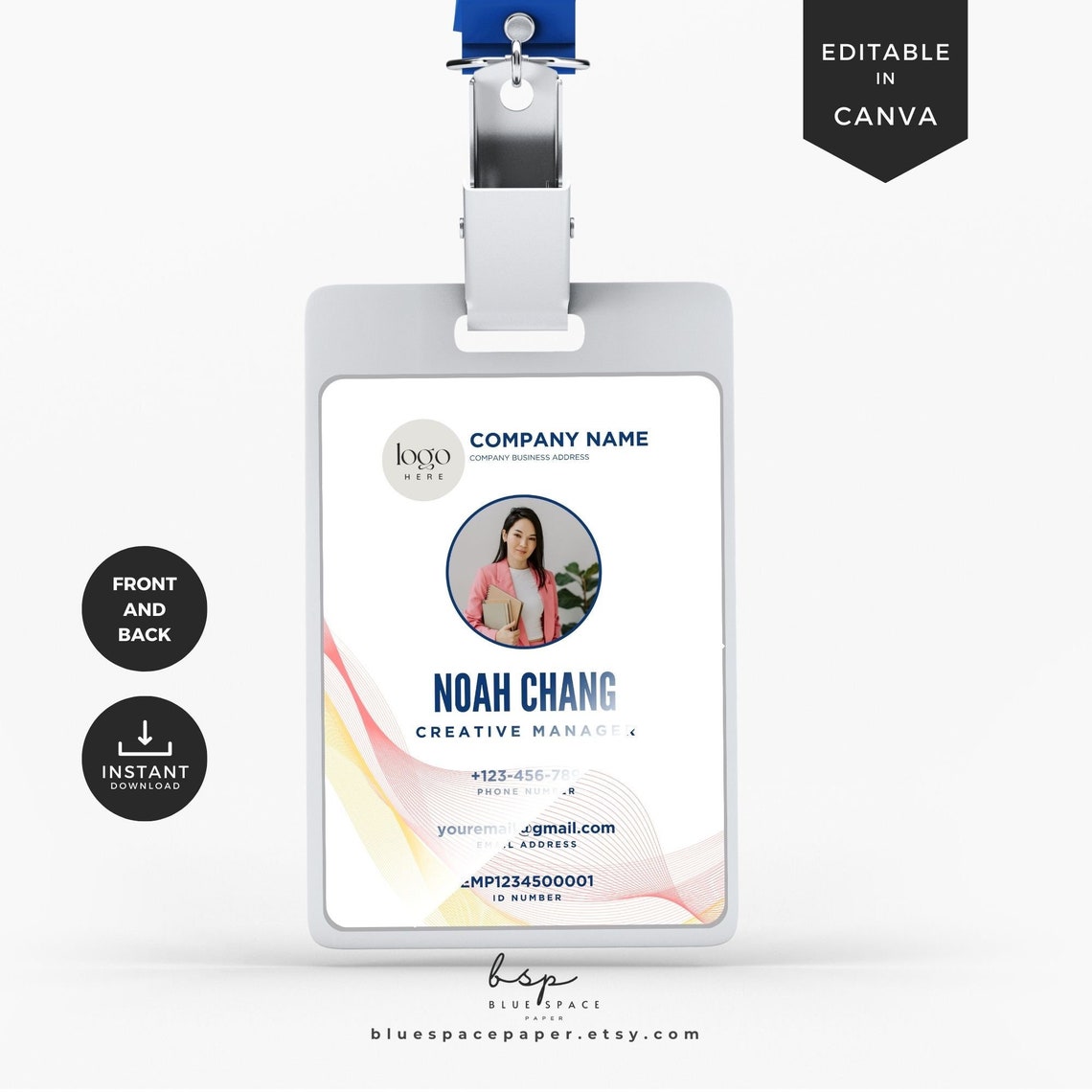 ID Card Template Canva, Editable ID Badge, Customize ID Card, Teacher ...