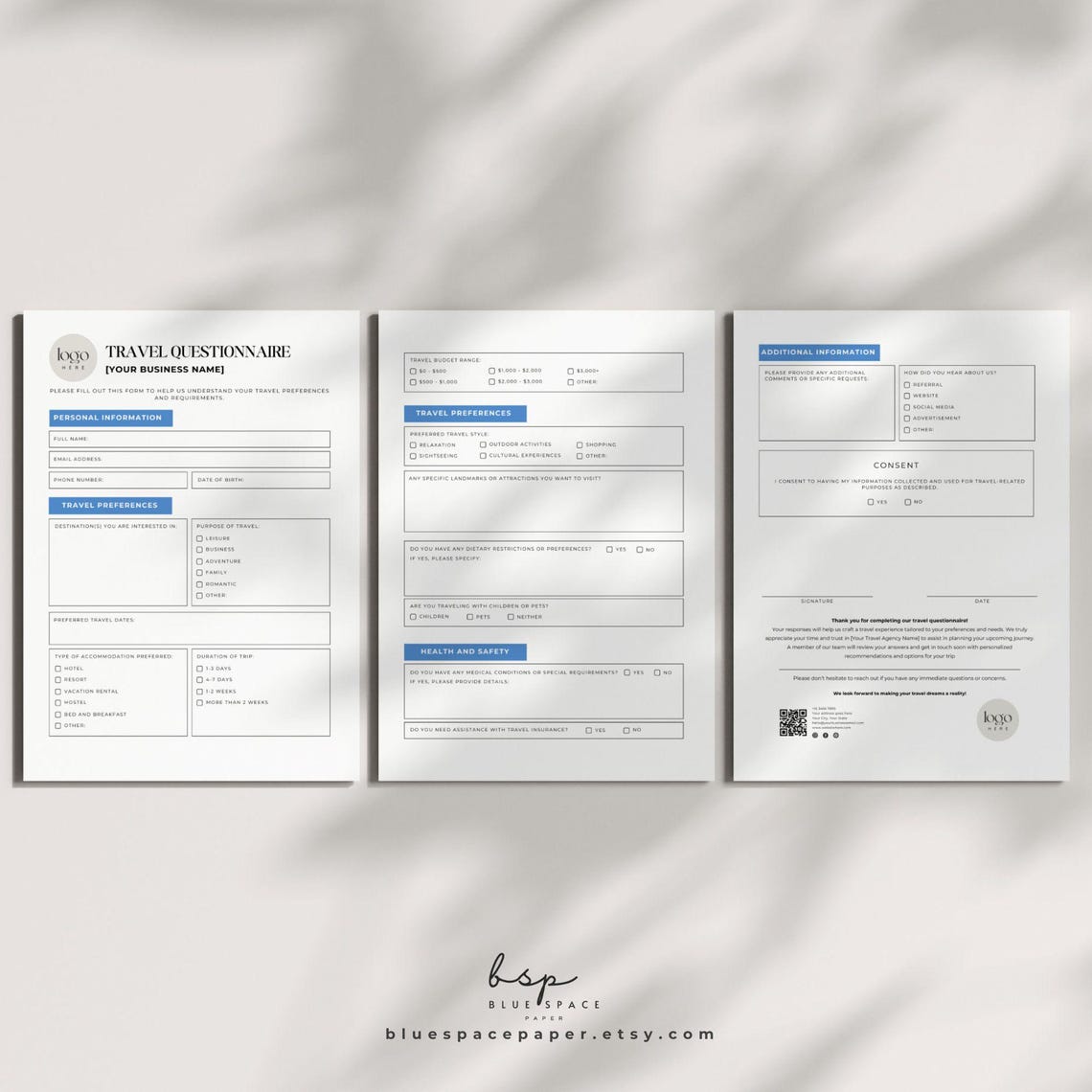 Travel Agent Trip Questionnaire, Travel Inquiry Form, Travel Agent ...