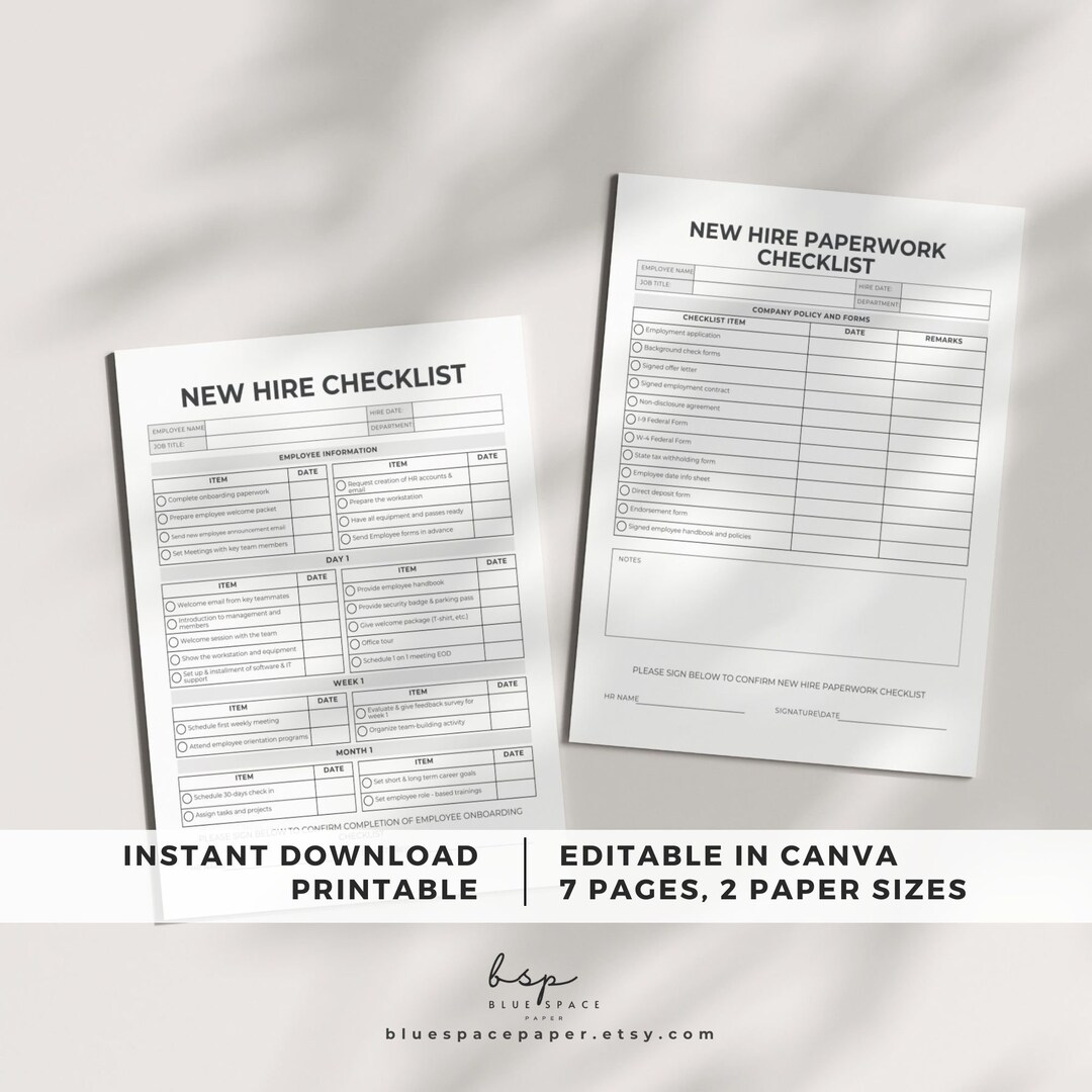 New Hire Training Checklist, Employee Handbook Template, Employee ...