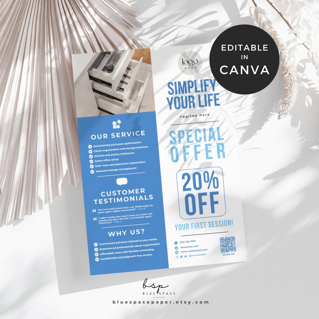 Professional Organizer Flyer, Home Organizer Flyer, Organizing Business ...