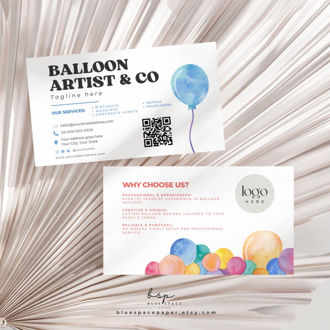 Balloon Arch Business Cards, QR Code Business Card, Balloon Decor ...
