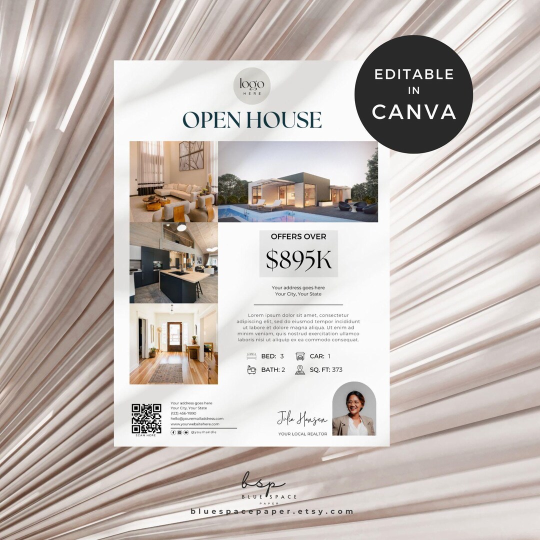 Open House Flyer for Neighbors, Real Estate Flyer With QR Code ...