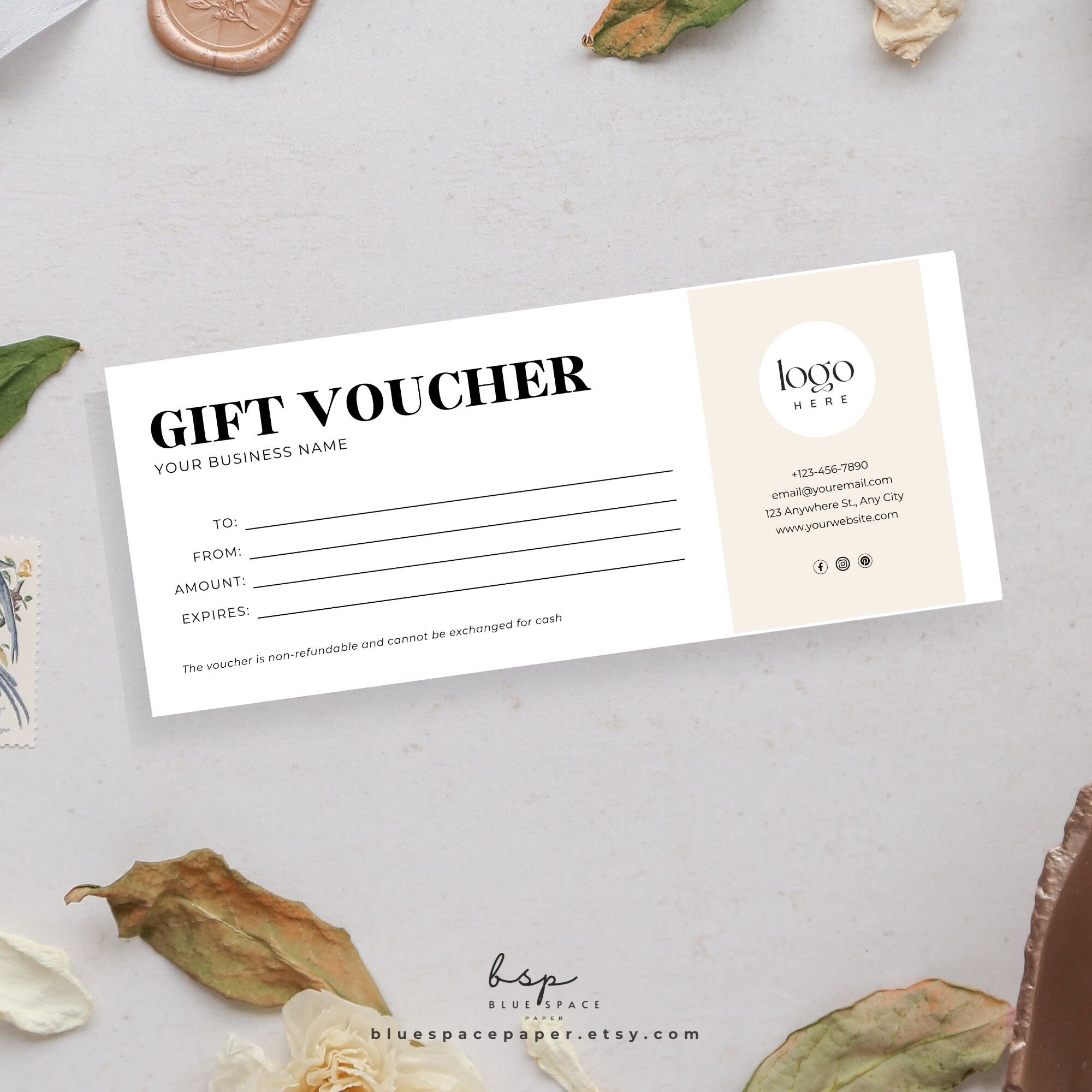 Editable Gift Certificate Template, Gift Voucher Template Canva ...