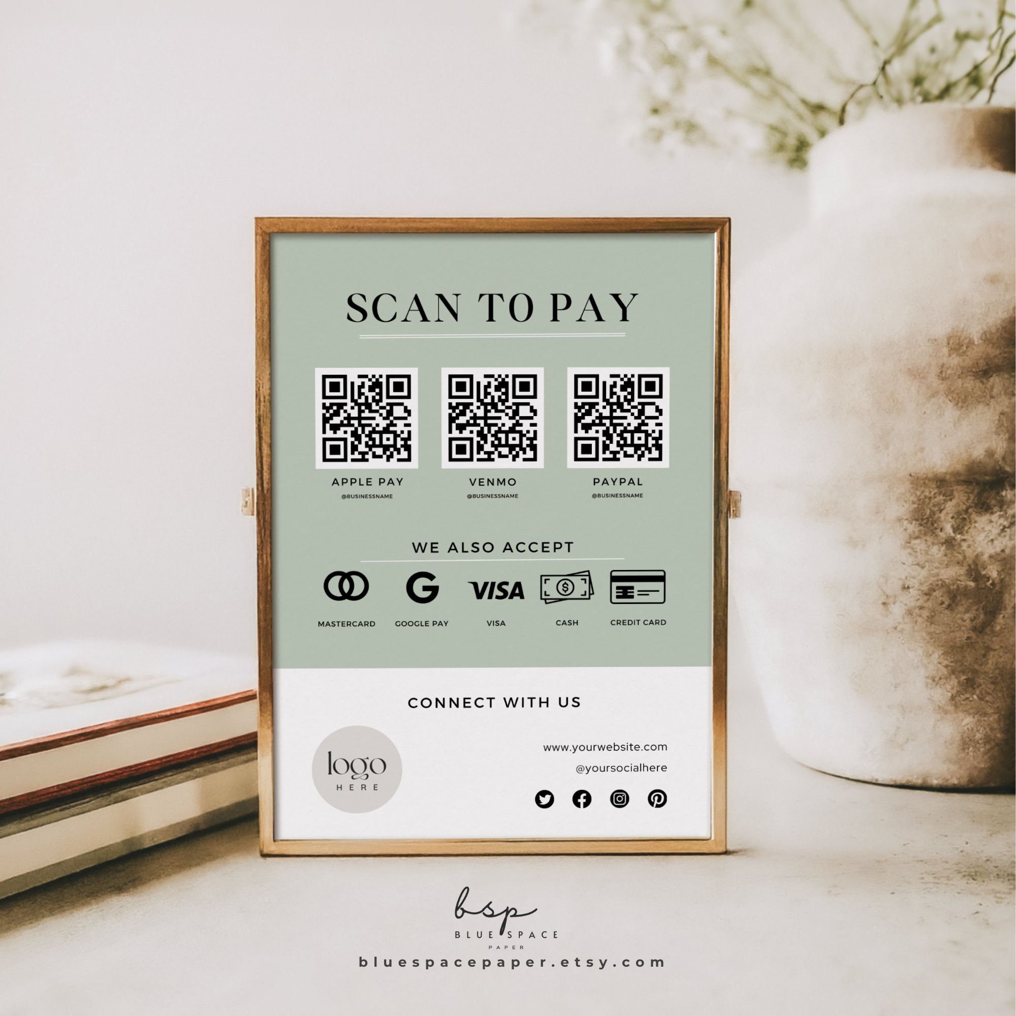 Market Payment Sign, Scan to Pay Template Sign, QR Code Pay Here ...