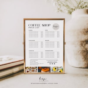 Coffee Shop Price List, Cafe Menu Template, Coffee Menu Sign, Bakery ...