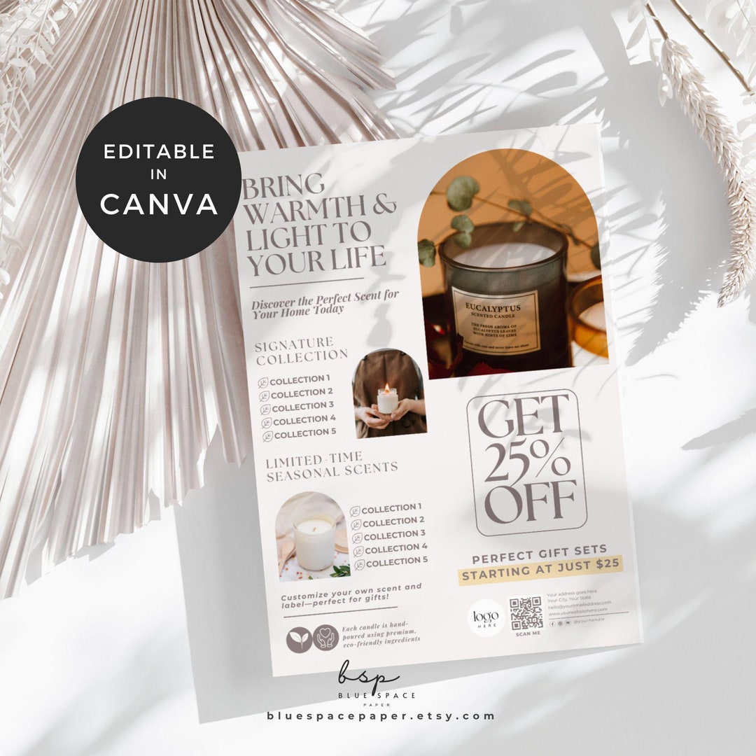 Candle Business Flyer, Soy Wax Candle Flyer, DIY Flyer Template Canva ...
