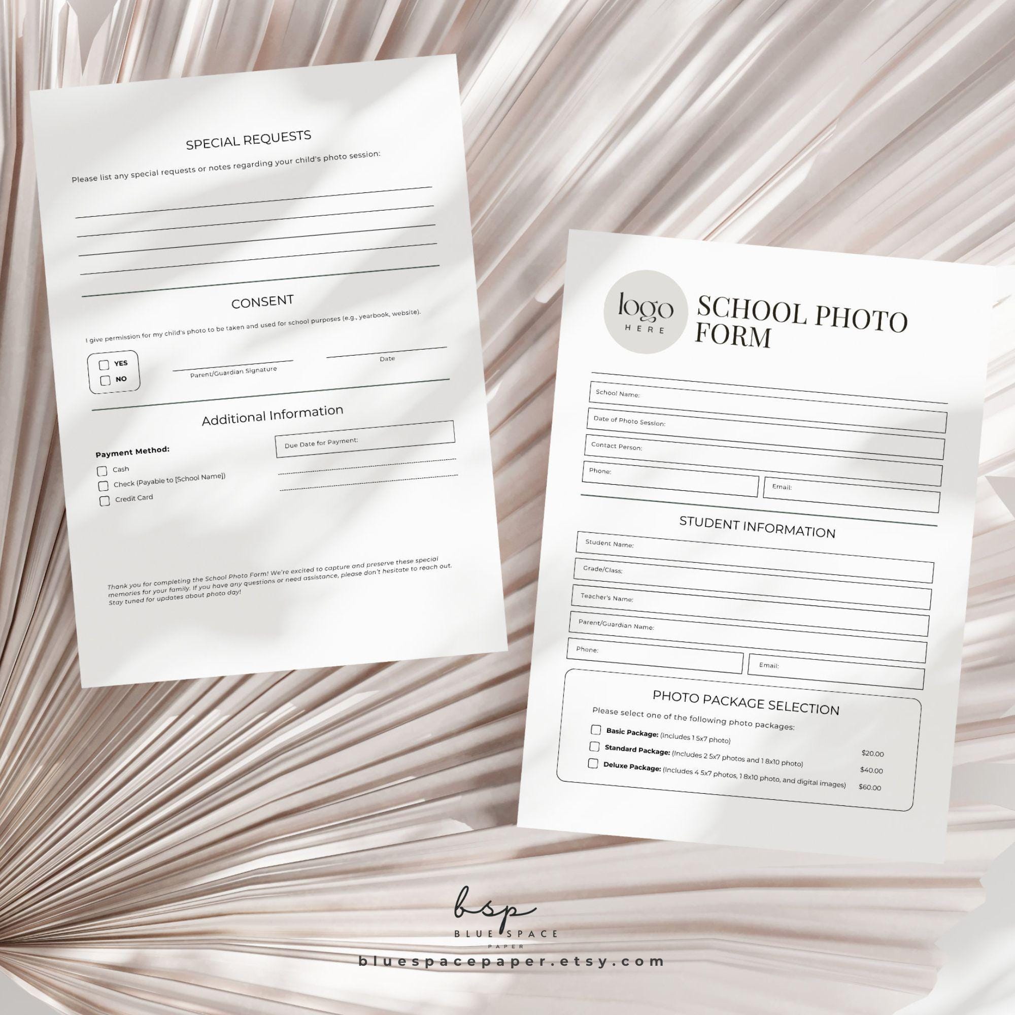 School Photo Form, School Photography Order Form, Sports Photography ...