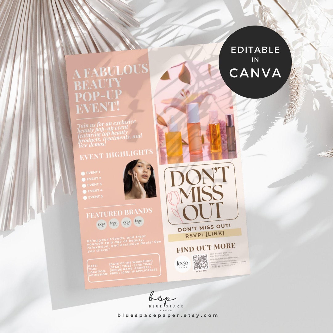 Beauty Pop up Flyers, Pop up Shop Flyer, Boutique Branding Marketing ...