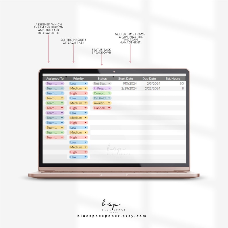 Team Task Tracker, Project Management Template, Priority Matrix, Team ...