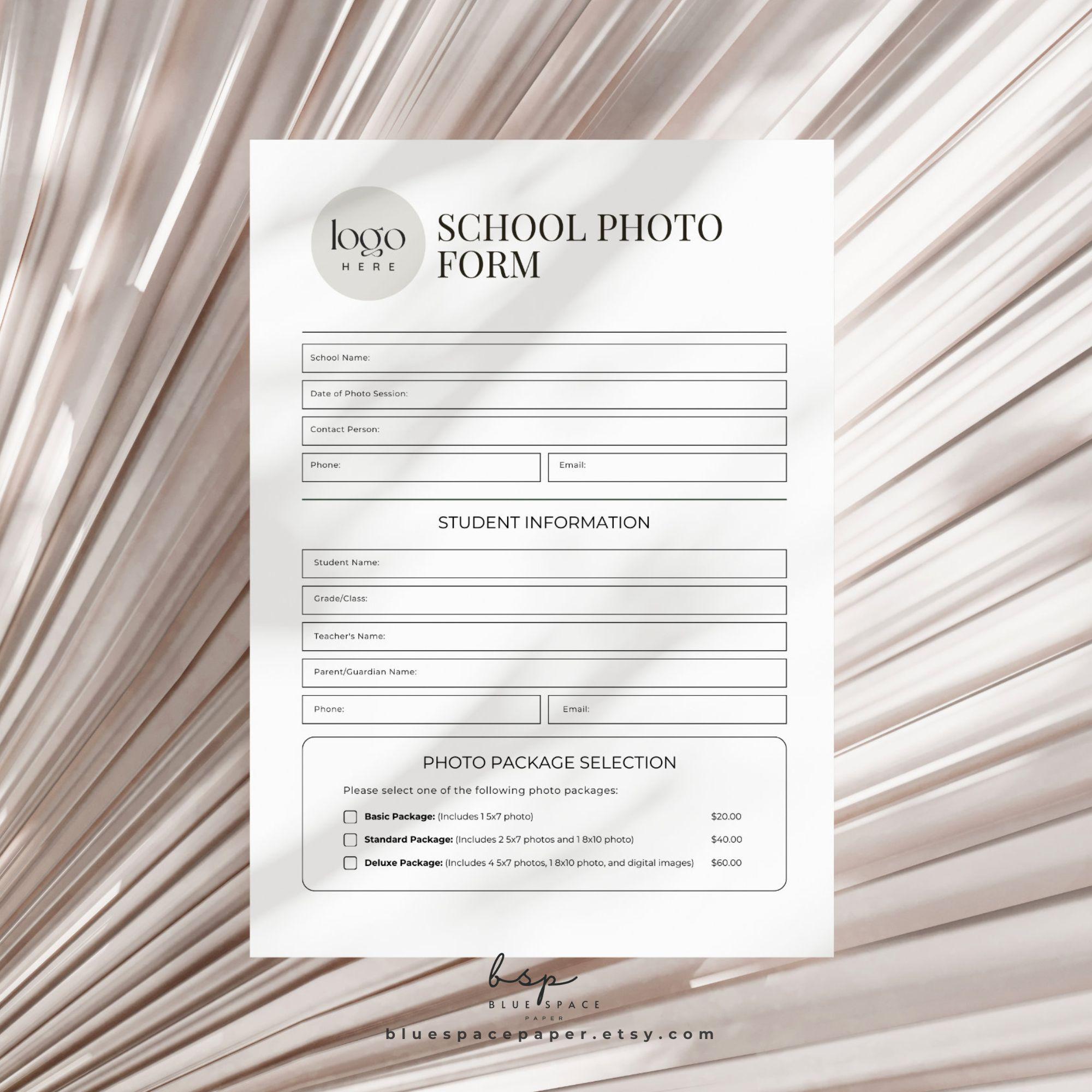 School Photo Form, School Photography Order Form, Sports Photography ...